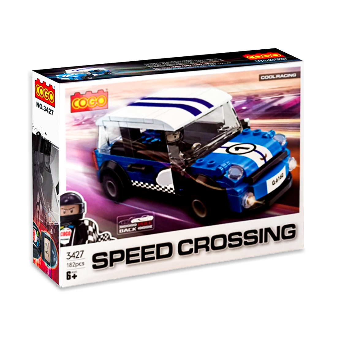 Cogo Blue Racing Car Block Model